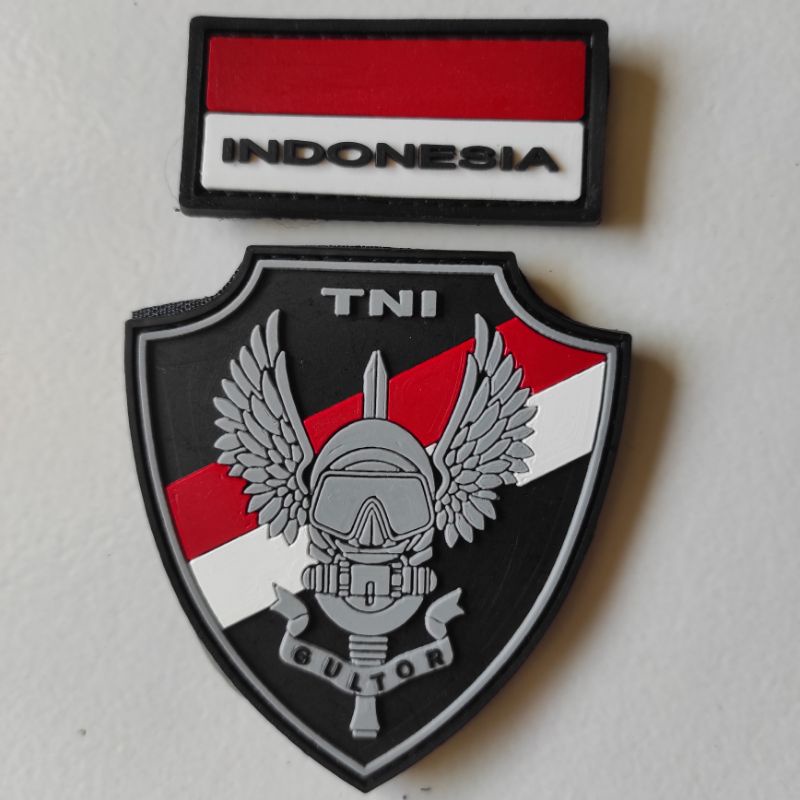 Jual patch rubber logo gultor tni + bendera indonesia kecil/rubber ...