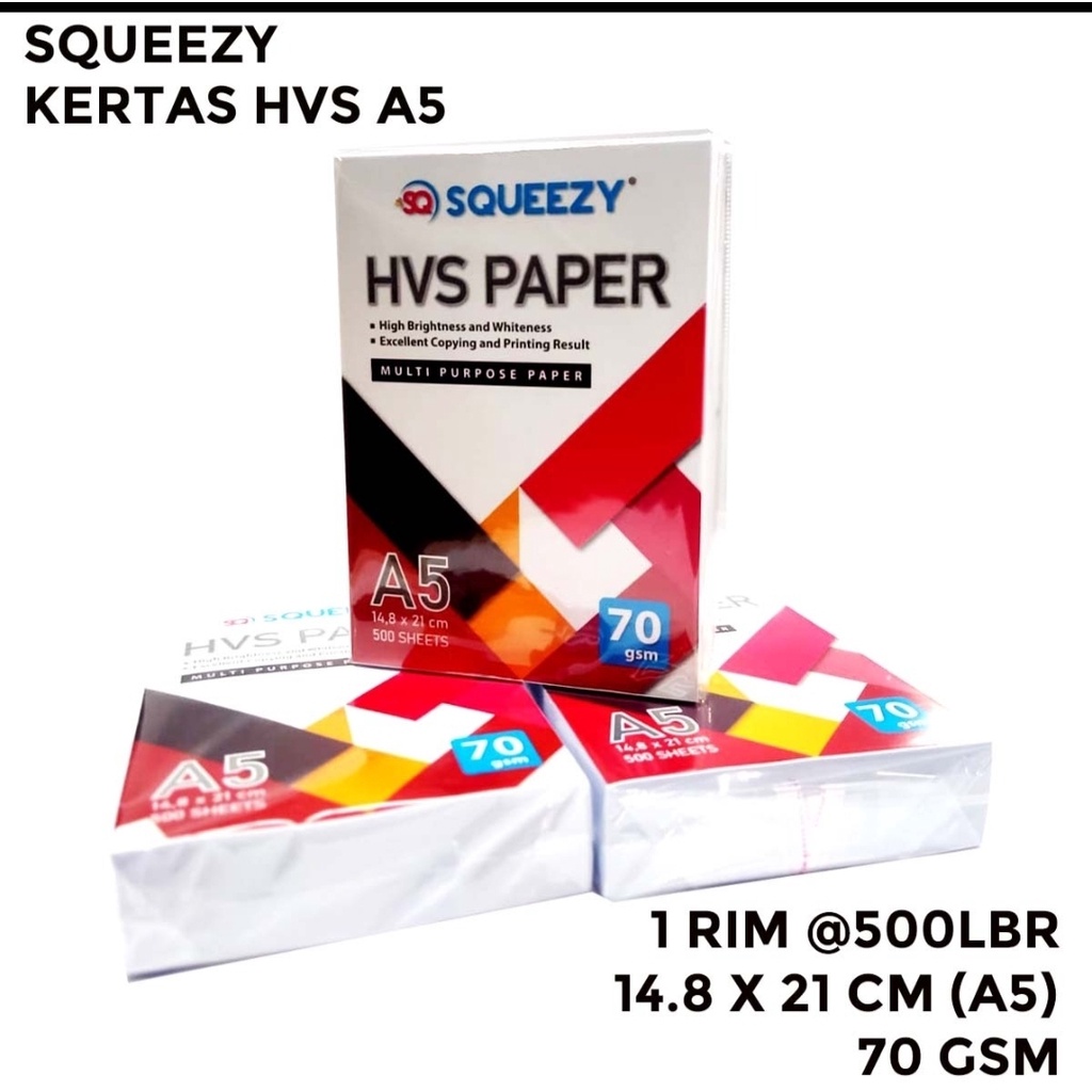 Jual KERTAS HVS A 5 ( BUKAN A4 ) 70GRAM (210MM X 148 MM) PER RIM 500 ...