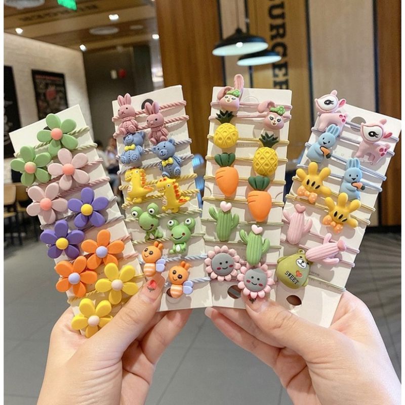 Jual (10 PCS) Set Tali Ikat Kuncir Rambut Anak Korea Karakter | Shopee ...