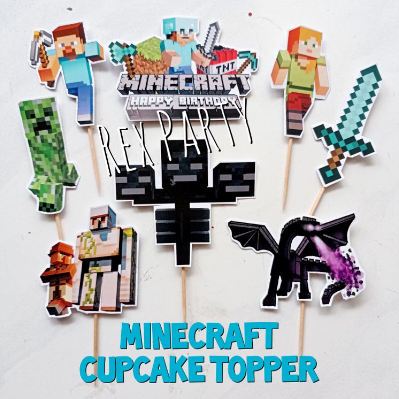 Jual Minecraft Cupcake Topper/Topper Kye Minecraft/Cake Topper ...