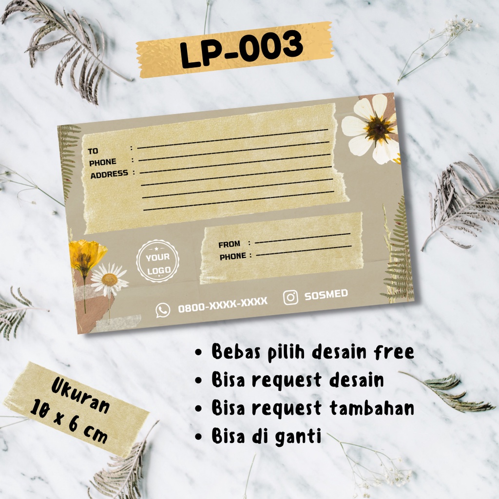 Jual BEBAS PILIH DESAIN LABEL PENGIRIMAN PAKET OLSHOP UMKM SMALL ...