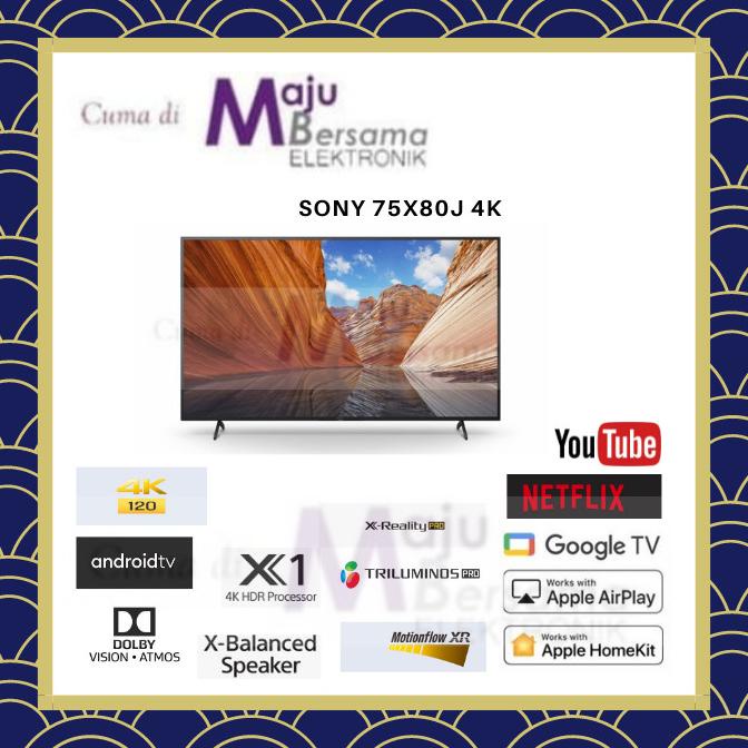 Jual SONY 75X80J 4K UHD HDR Smart Google & Android LED TV 75 Inch KD ...