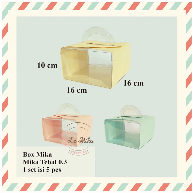 Jual (5 pcs) Box kue mika, kotak mika dengan tenteng, box mika dengan ...