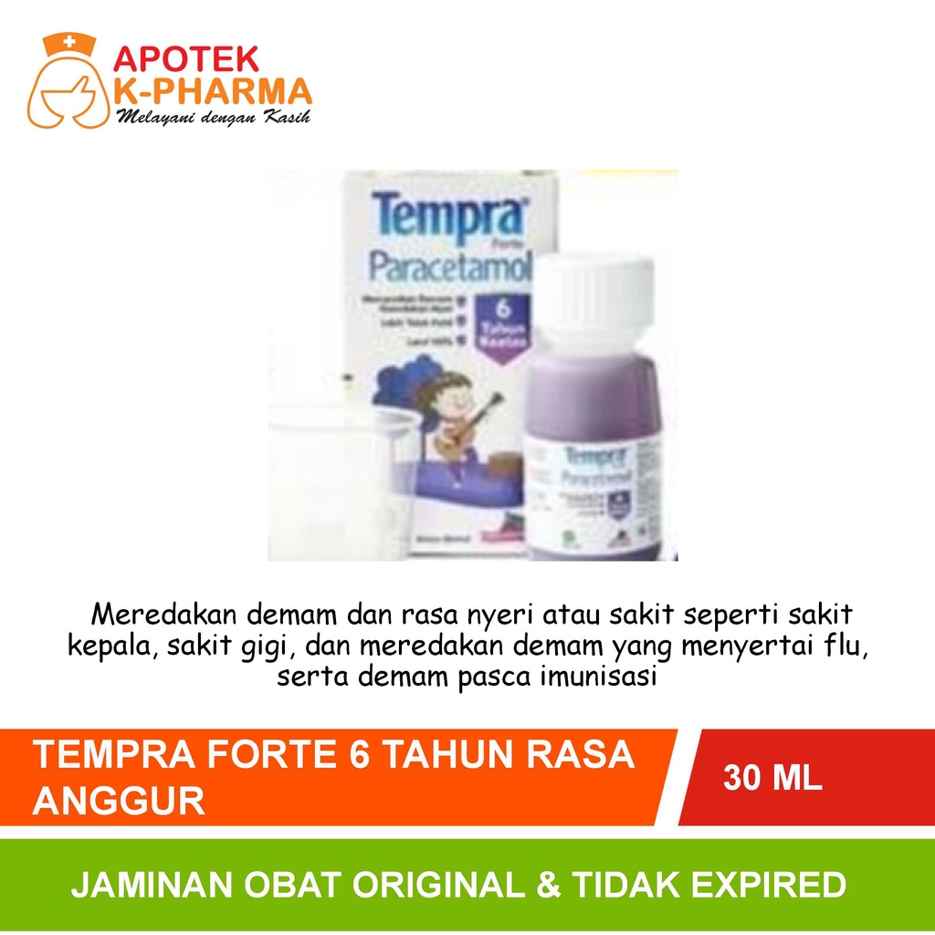 Jual Tempra Forte Sirup 6 tahun Rasa Anggur Isi 30ml Obat Original (ED ...