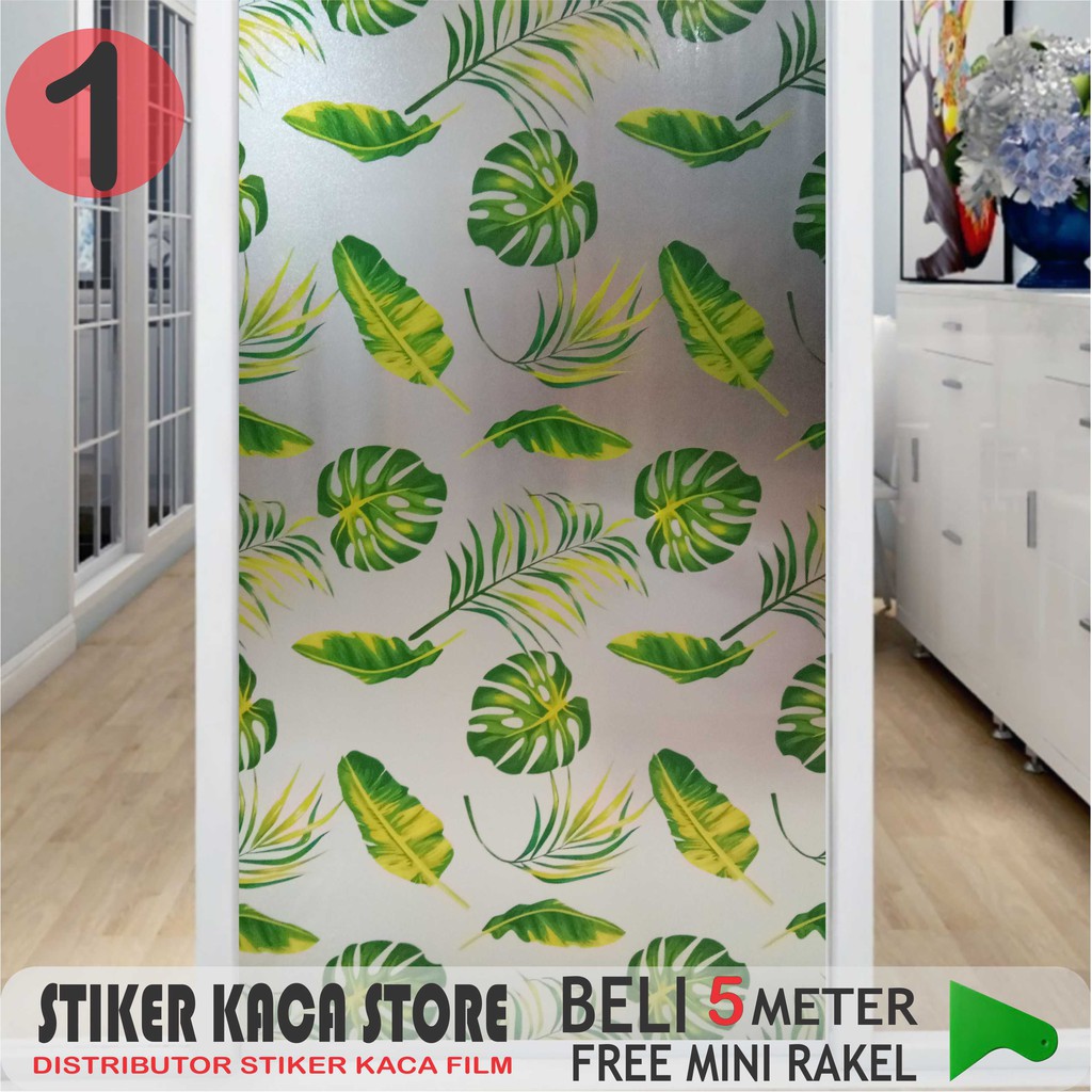 Jual Sticker Stiker Jendela Pintu Kaca Kamar Mandi Motif Daun Monstera ...