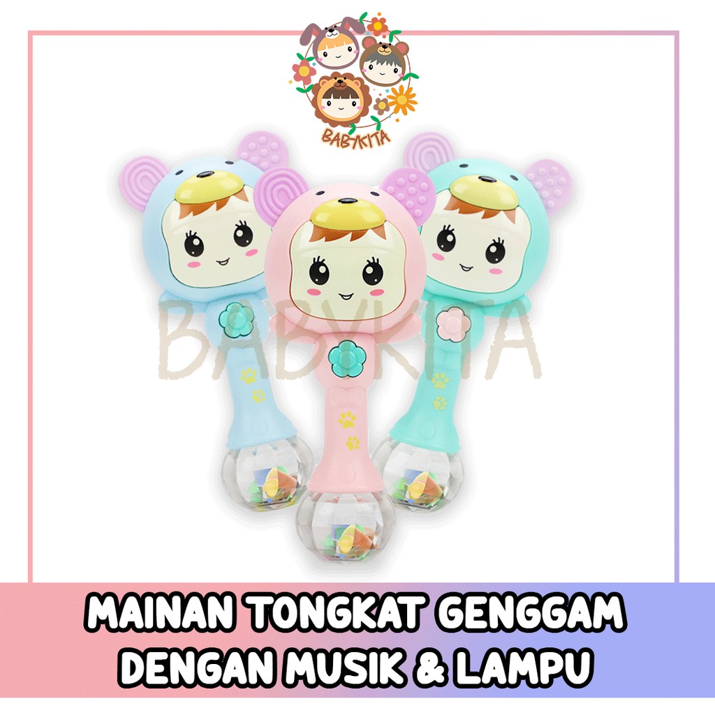 Jual Mainan Genggam Bayi Rattle Stick Teether Dengan Musik Dan Lampu ...