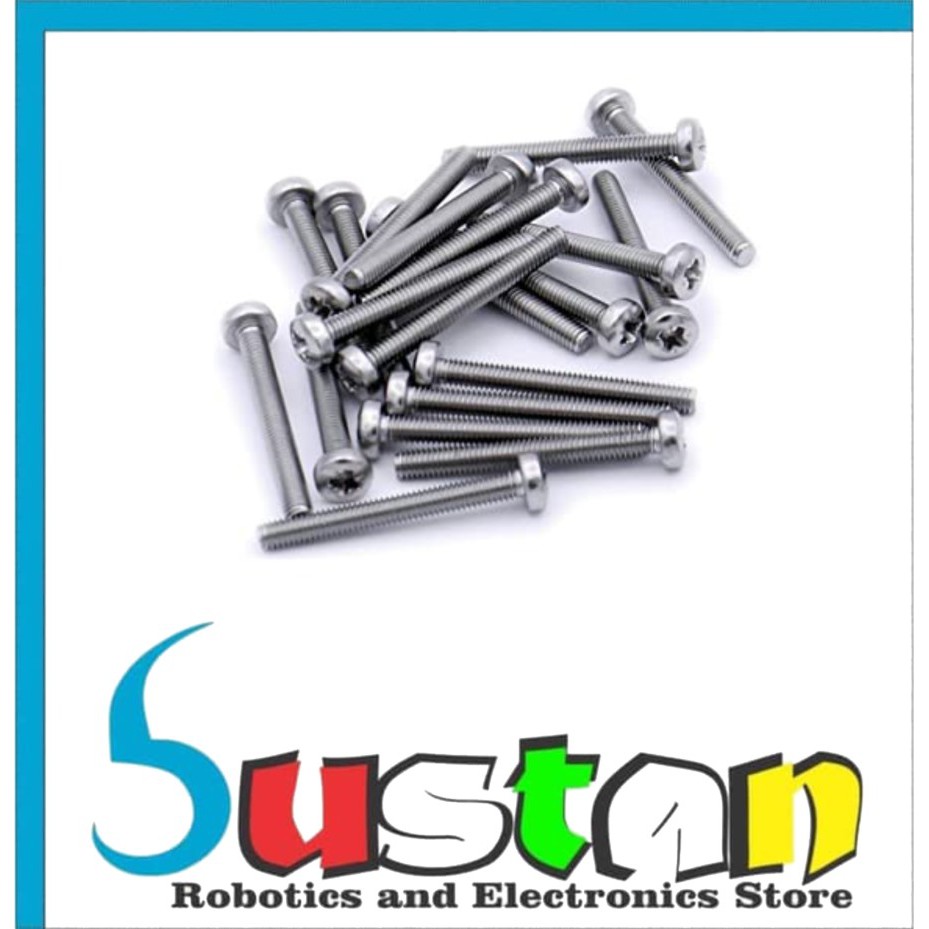 Jual BAUT 3CM 3MM SCREW PANJANG 30MM KEPALA BULAT POSITIF DIAMETER BAUT ...