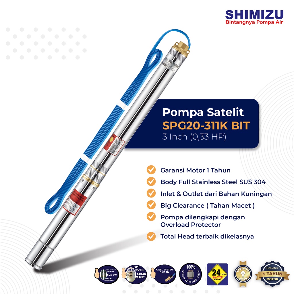 Jual POMPA AIR RENDAM CELUP SUMUR LISTRIK 1/3 HP 3 INCH + KABEL 30 ...
