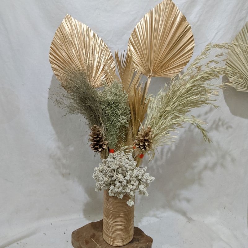 Jual PAKET HEMAT DAUN PALEM DEKORASI RUSTIC AESTHETIC Vas 20 cm/ paket ...