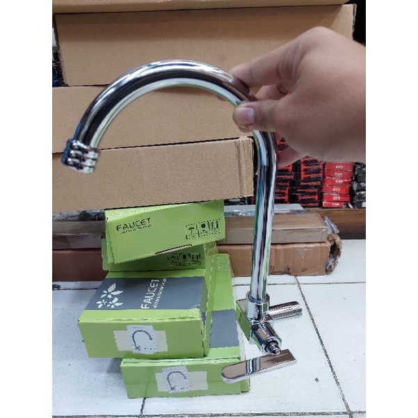Jual kran sink cuci piring dinding angsa favios / kran kitchen sink ...