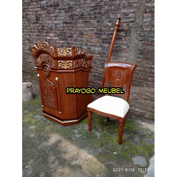 Jual mimbar masjid plus kursi kayu jati - mimbar podium murah | Shopee ...