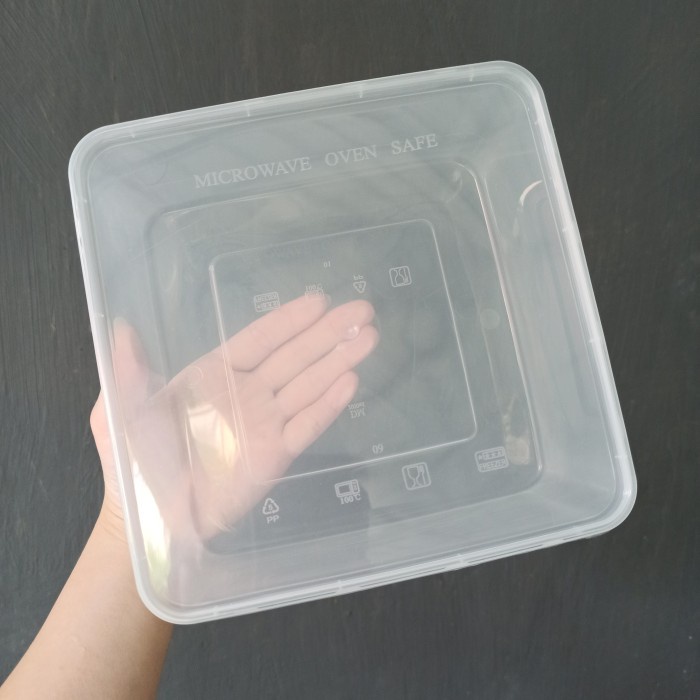 Jual Thinwall 2000ml Rectangle Kotak Plastik Bening Food Container 2000 ...
