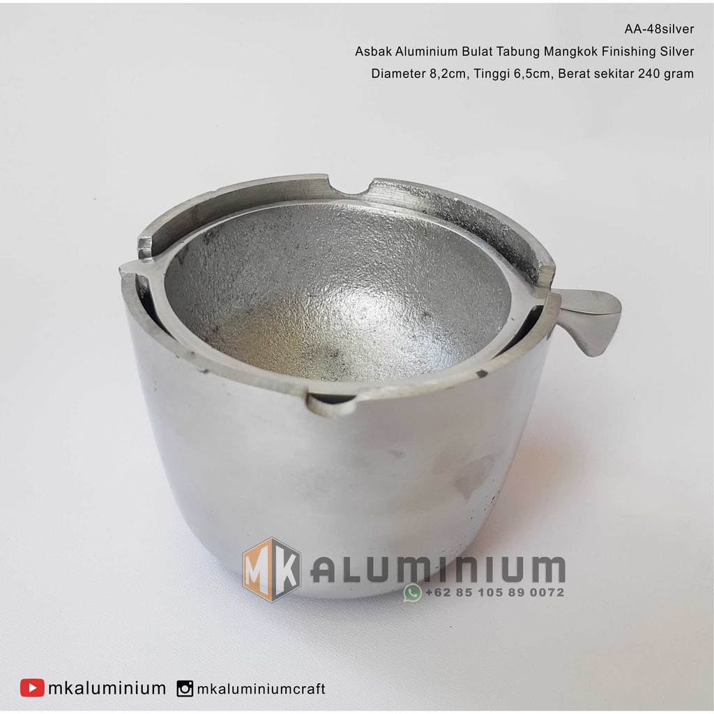 Jual Ashtray - Asbak Aluminium Bulat Tabung Mangkok Finishing Silver ...