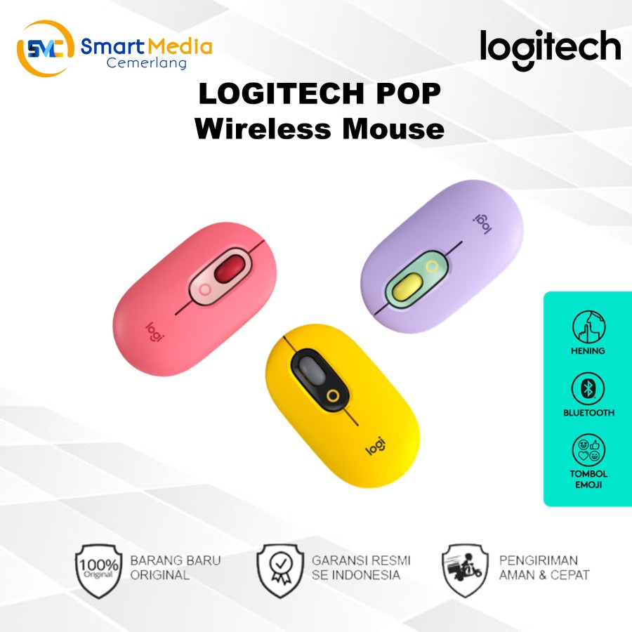 Jual Logitech POP Mouse Wireless Bluetooth Silent Emoji Keys | Shopee ...
