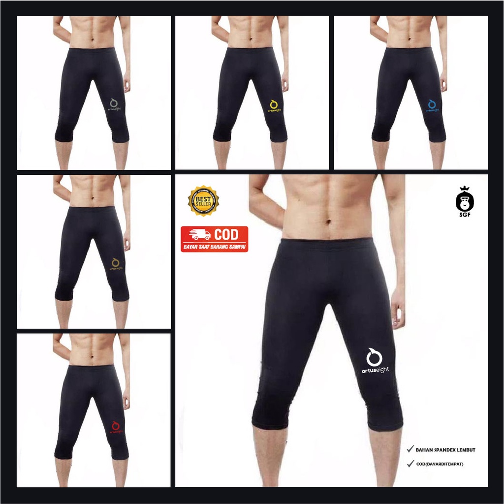Jual celana legging 3/4 / celana manset pria 3/4 / legging running 3/4 ...