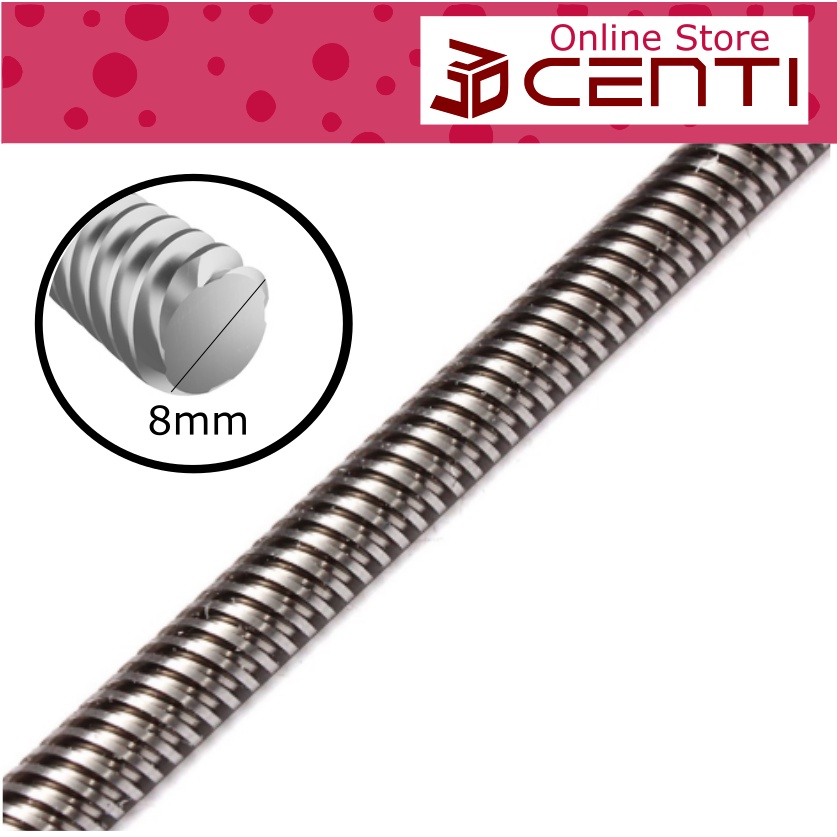 Jual T8 8mm pitch 2mm lead 8mm Leadscrew lead screw 700mm 800mm 900mm ...