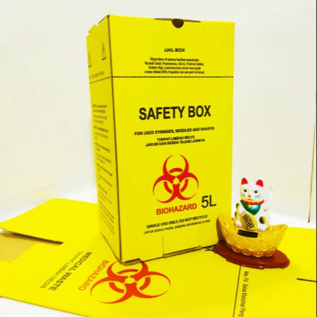 Jual Safety box 5 Liter - Paket 20 pcs - Tempat sampah medis - Warna KUNING - PAKET HEMAT ...