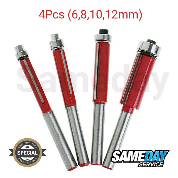Jual Mata Profil Straight Flush Trimmer Router Bits Top Bearing 4pcs ...