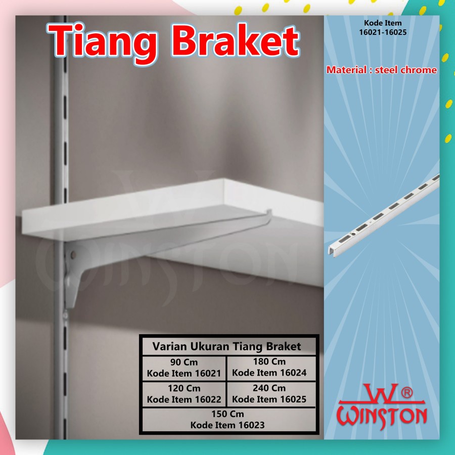 Jual Tiang Braket / Bracket Kaca / Papan Dinding Wall Bracket DS 180 cm ...