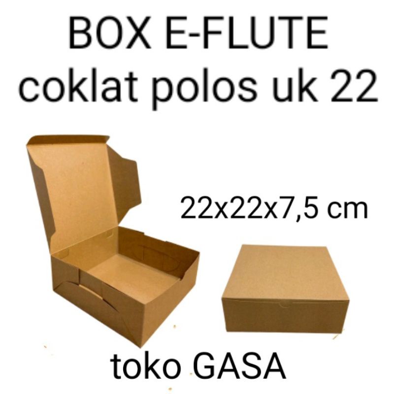 Jual Box E-Flute Eflute ukuran 22 - R10B Kotak Nasi coklat 22cm x 22cm ...