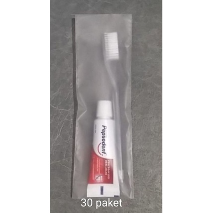Jual paket sikat gigi hotel pepsodent/formula plastik buram 30 pcs ...