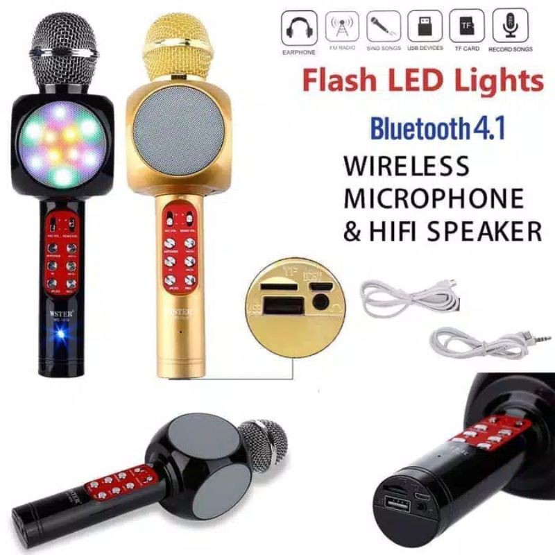 Jual MIC KAROKE WS-1816 BUETOOTH / MICROPHONE BUETOOTH WS-1816 LED ...