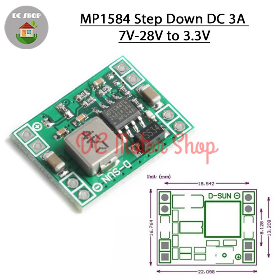 Jual MP1584 SMALL FIXED OUTPUT STEP DOWN DC 3A 7V-28V TO 3.3V MODULE Buck | Shopee Indonesia