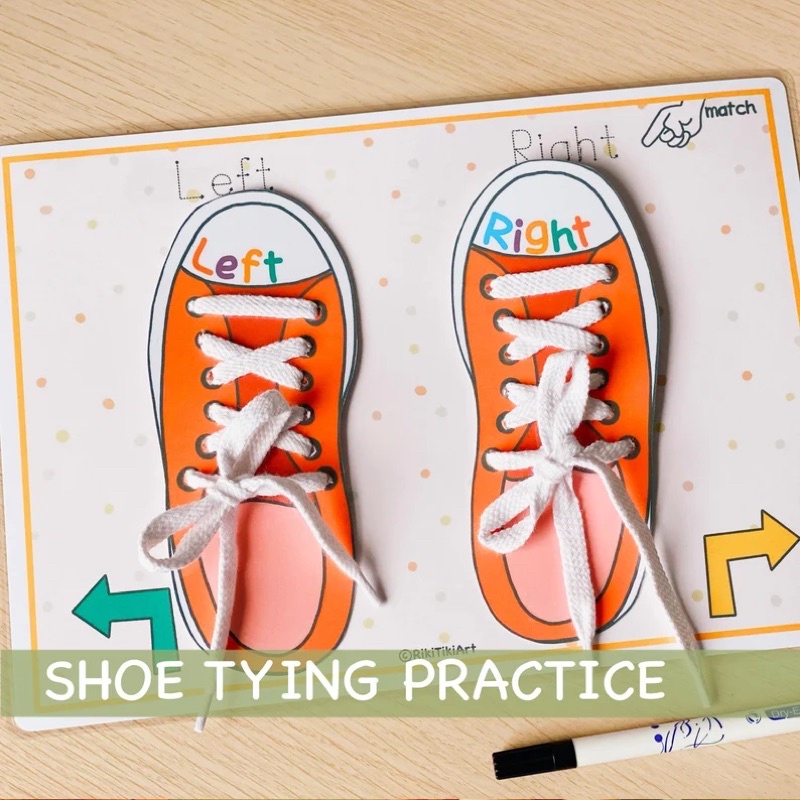 Jual worksheet mengikat tali sepatu dan mengenal kanan kiri | Shopee ...