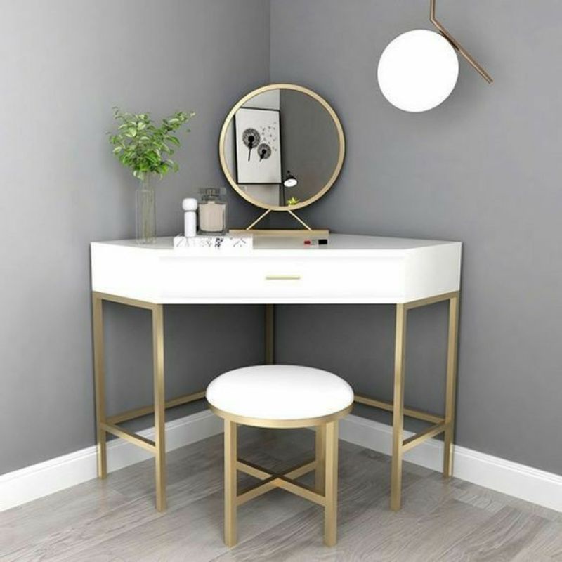 Jual Meja Rias Sudut Minimalis Kaki Besi Kayu Mahoni | Shopee Indonesia