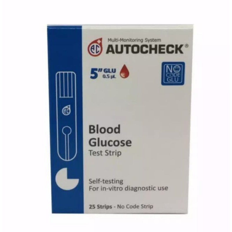 Jual STRIP AUTOCHECK Gula darah/glucose Stik - isi 25 strips | Shopee ...
