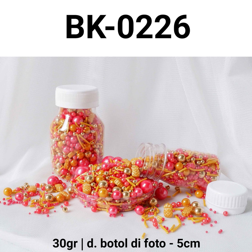 Jual BK-0226 Sprinkles springkel sprinkle 30gr mutiara nanas emas merah ...