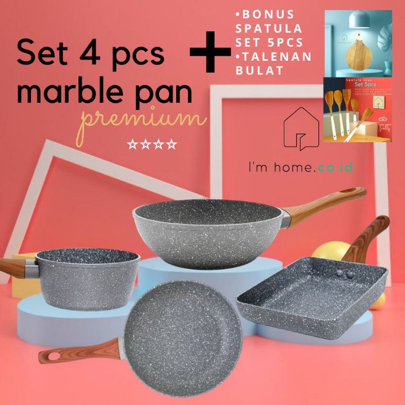 Jual Peralatan Rumah Tangga Set 4pcs Wok pan Fry pan panci granit ...