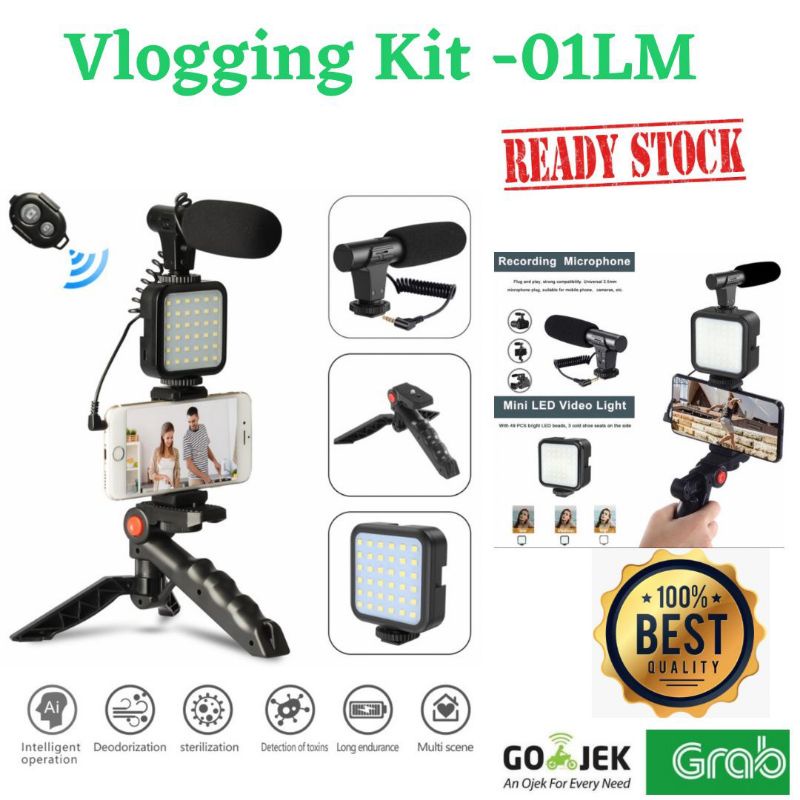 Jual Paket Vlogging Set Mic LED Lengkap dengan Tripot Live Streaming ...