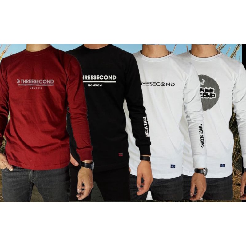 Jual Kaos THREE SECOND Lengan Panjang Distro Pria Masa Kini | Shopee ...