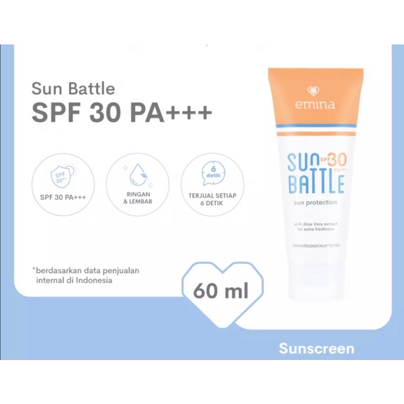 Jual Emina Sun Battle SPF 30 PA +++ 60ml / SPF 35 PA+++ 50ml | Shopee Indonesia