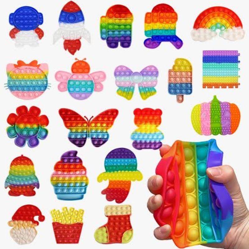 Jual Pop It/Pop It Fidget Toy/Mainan Pop It Murah/Pop It Square Rainbow ...