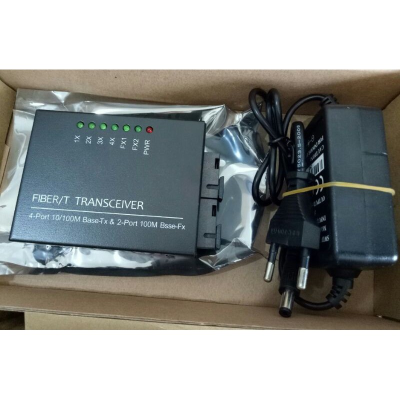 Jual Ethernet Media Converter 2 Port FO 4 Port LAN RJ45 / 2 FO 4 LAN Switch 2FO Fiber Optic dan ...
