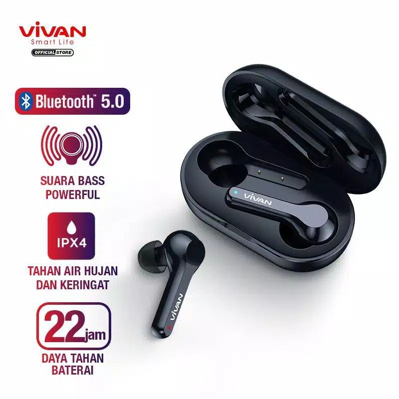 Jual Headset Bluetooth Vivan TWS Wireless Liberty T200 NC Waterproof ...