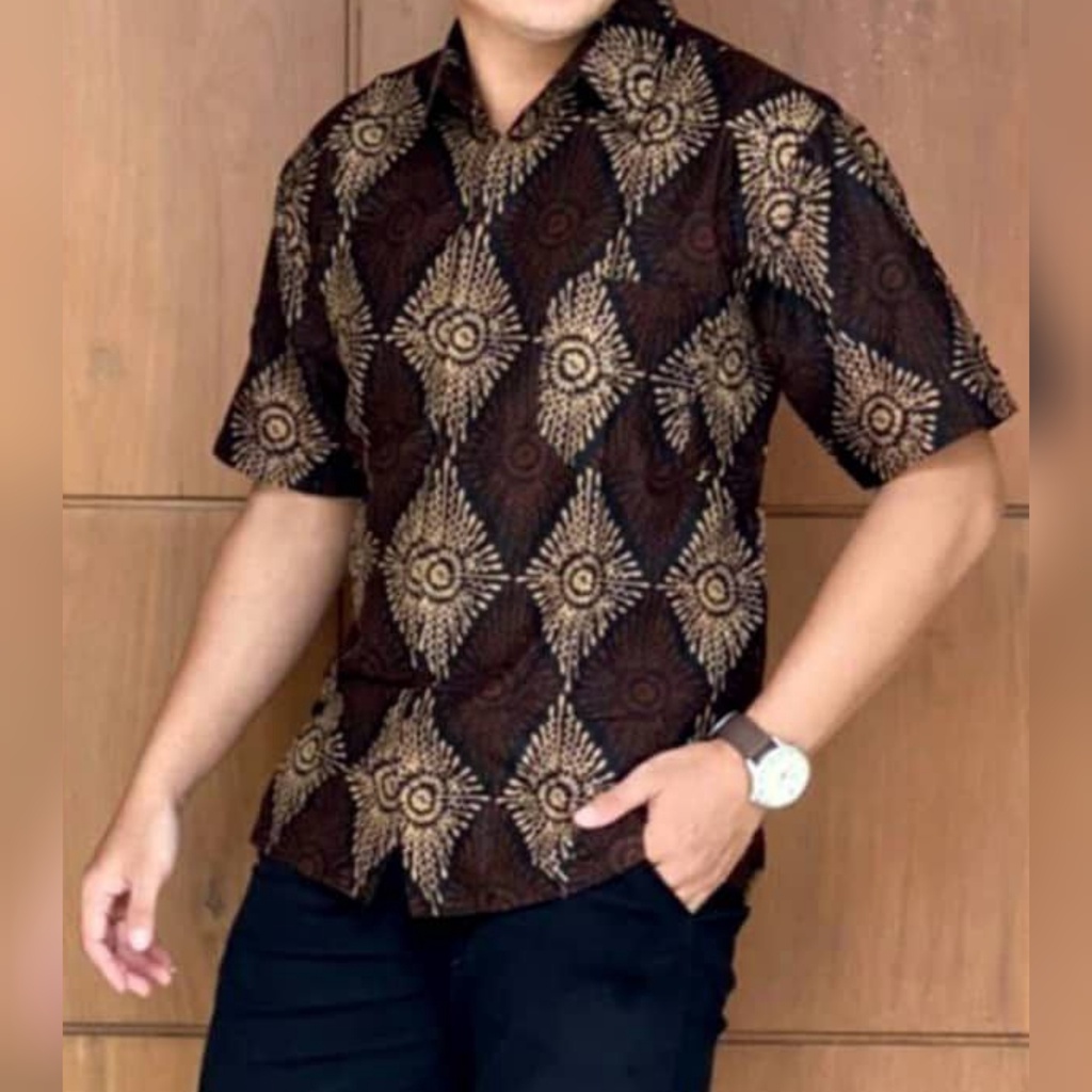 Jual baju batik pria lengan pendek terbaru hem batik cowok | Shopee ...