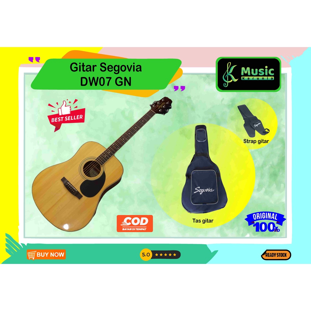 Jual [datang *ketoko* diskon gede] [ COD ] Gitar akustik folk Segovia DW07 DW 07 DW-07 GN ...