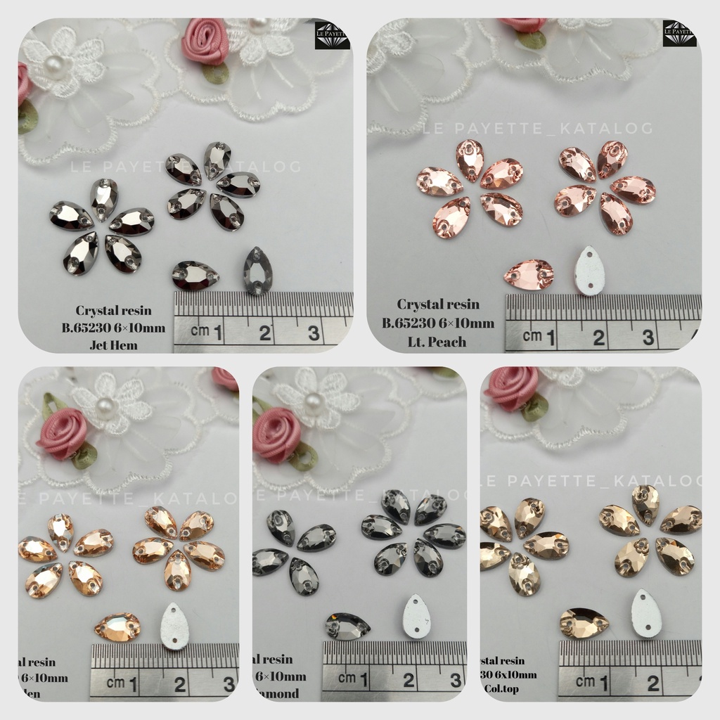 Jual BATU CRYSTAL RESIN BENTUK TETES UKURAN 6x10mm (JET HEM,LT.PEACH ...