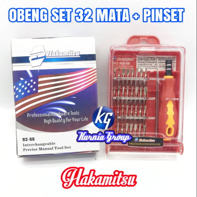 Jual Obeng Set 32 In 1 Hakamitsu Plus Pinset Obeng Hp Komputer Kotak