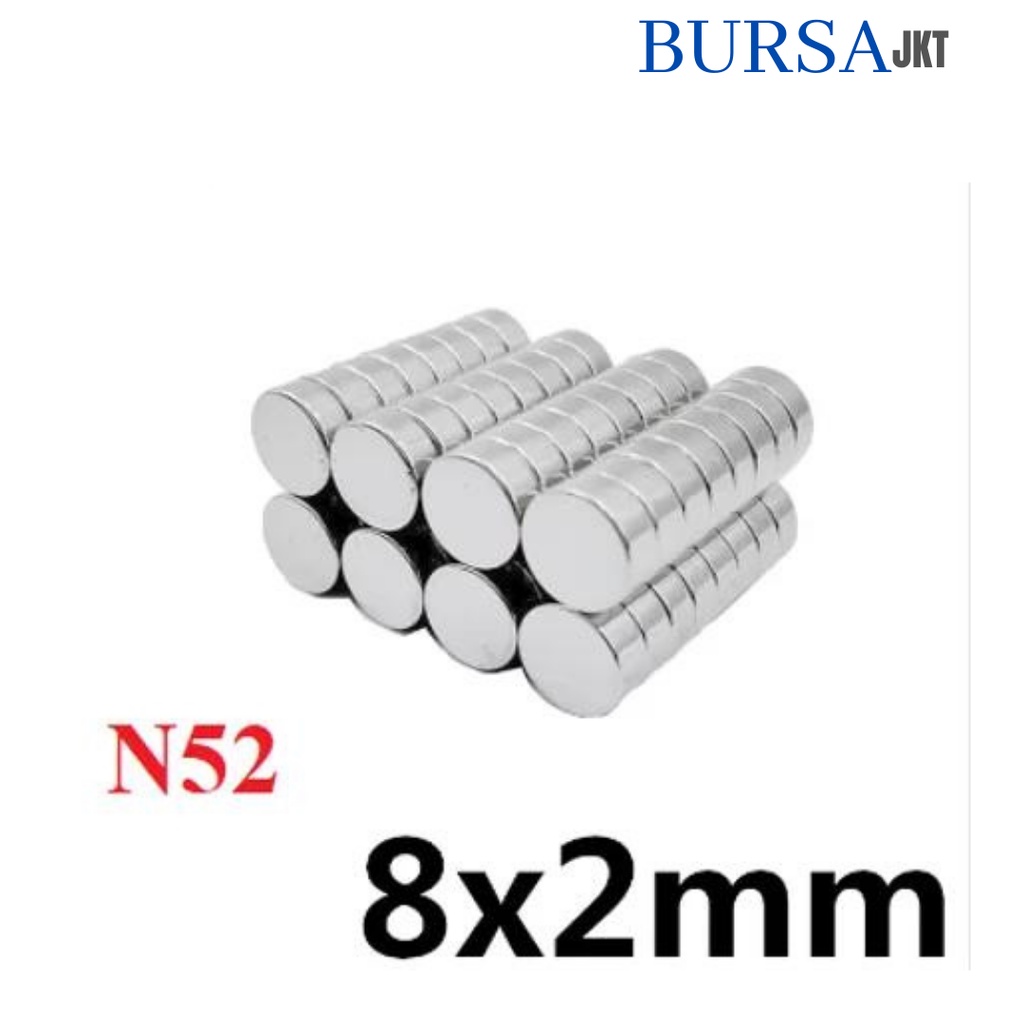 Jual MAGNET SUPER KUAT N52 NEODYMIUM N52 BULAT STRONG NdFeB 8 x 2 MM ...
