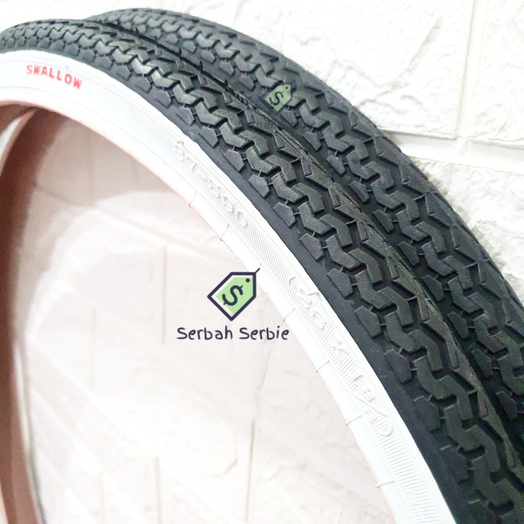 Jual BAN LUAR SEPEDA 26X1 3/8 SWALLOW 590 26 X 1 3 per 8 ⅜ HITAM PUTIH CTB PHOENIX JENGKI ...
