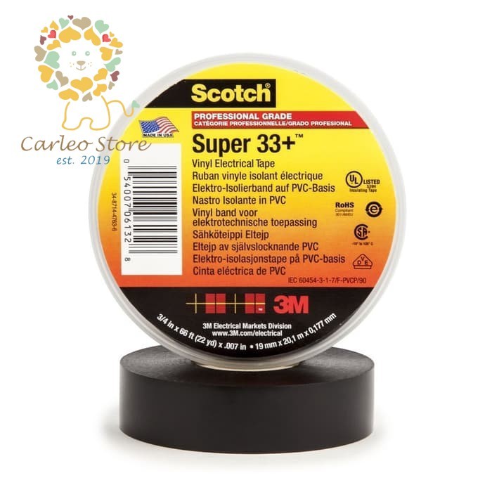 Jual Isolasi 3M Scotch Super 33+ Vinyl Electrical Tape Black | Shopee ...