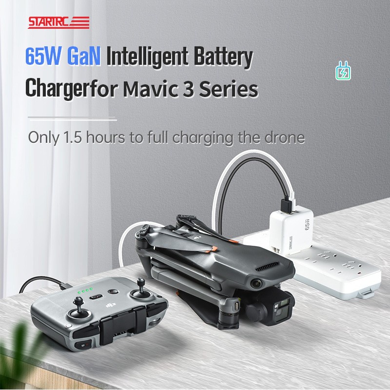 Jual STARTRC 65W GaN Intelligent Battery Home Charger for DJI Mavic 3 ...