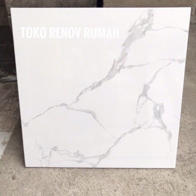 Jual keramik lantai 50x50 putih motif carara (glossy) / keramik lantai marmer/ keramik putih ...