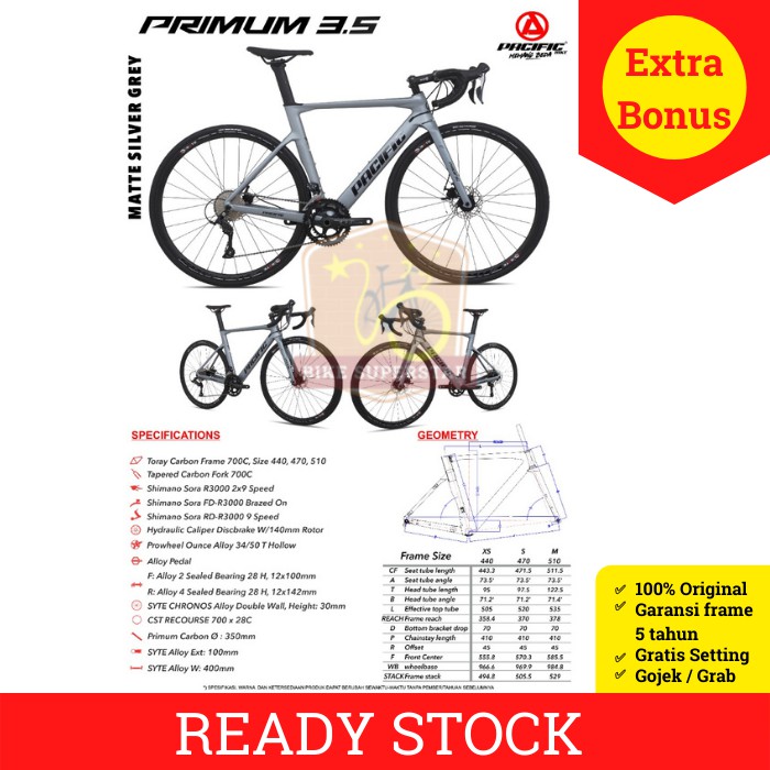Jual Sepeda Balap Road Bike Carbon Pacific Primum 3.5 Shimano Sora 2 x ...