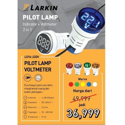 Jual Larkin LD16-22DV Pilot Lamp Voltmeter Digital Indicator | Shopee ...