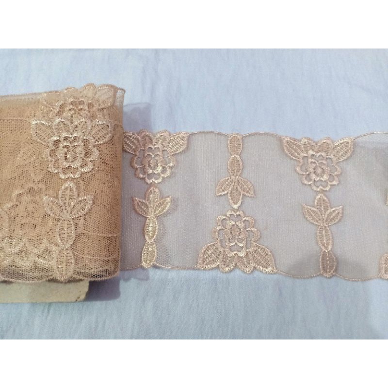 Jual RENDA TILE BORDIR / RENDA BORDIR BUNGA (REQ PANJANG 50 CM = Rp 8. ...